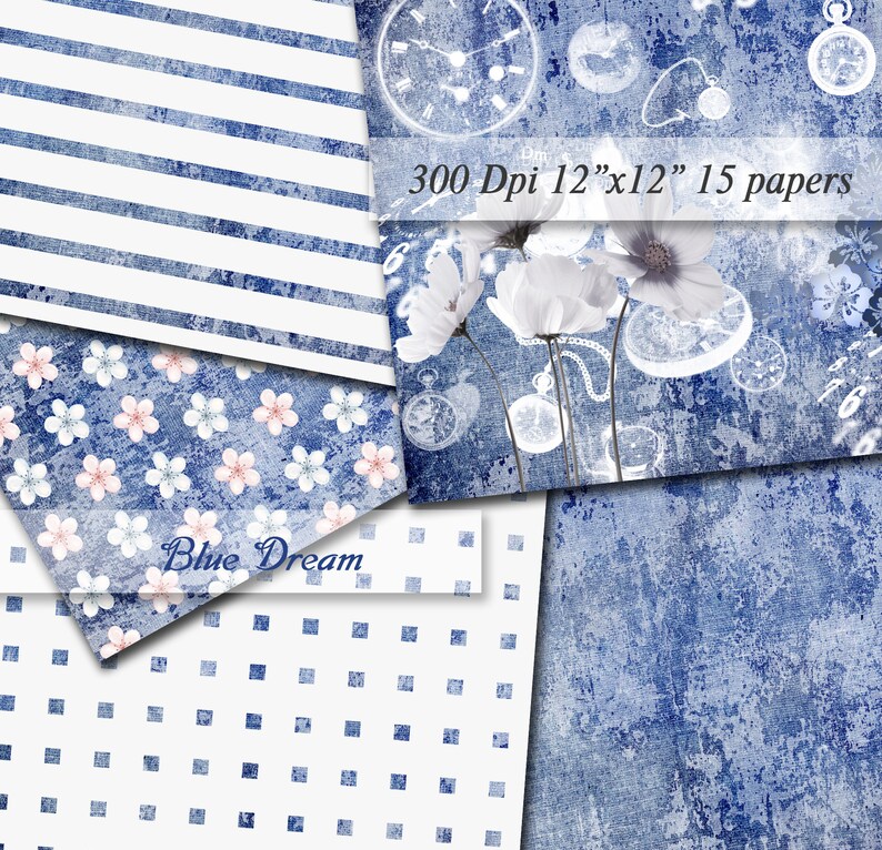 Blue Dream Digital Papers Scrapbooking Blue Paper Digital Background ...