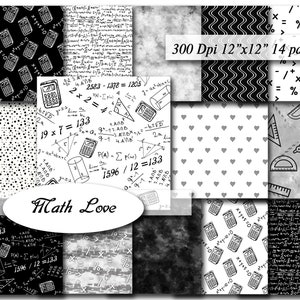 Math Love Mathematic Digital Papers Scrapbooking Paper Digital ...
