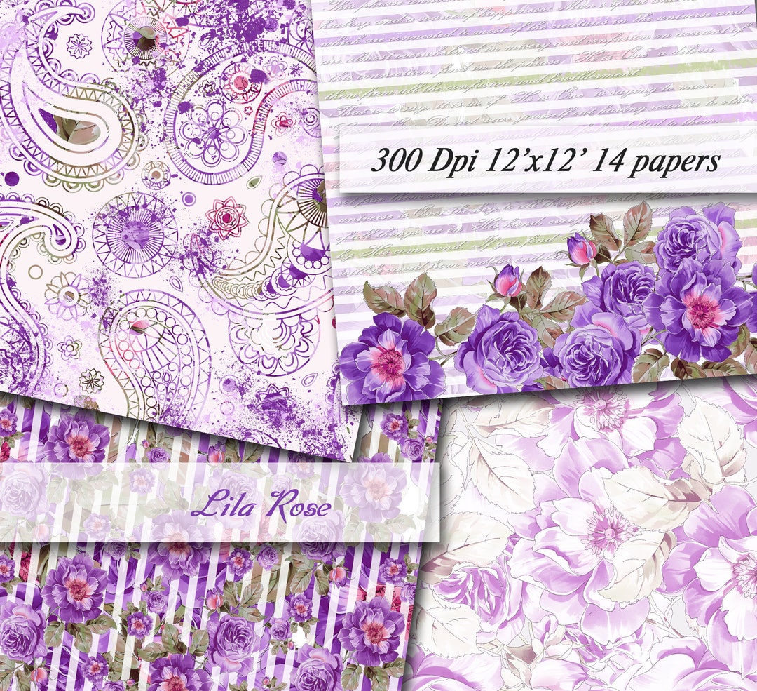 Lila Rose Digital Papers Scrapbooking Lila Purple Violet Paper Digital ...