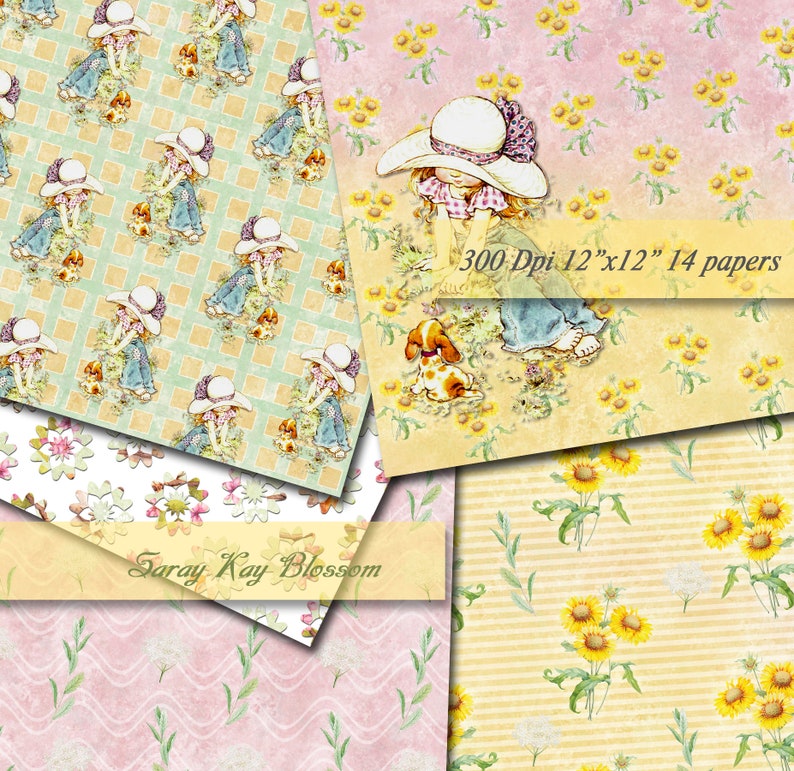 Sarah Kay Blossom Digital Papers Scrapbooking Sarah Kay Digital Paper ...