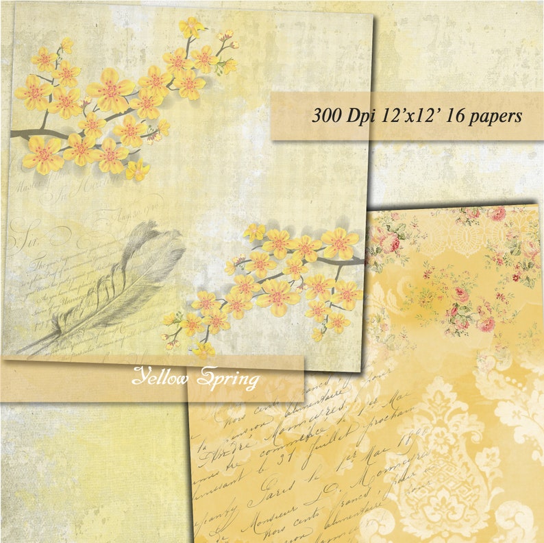 Yellow Spring Digital Papers Scrapbooking Paper Digital Background ...