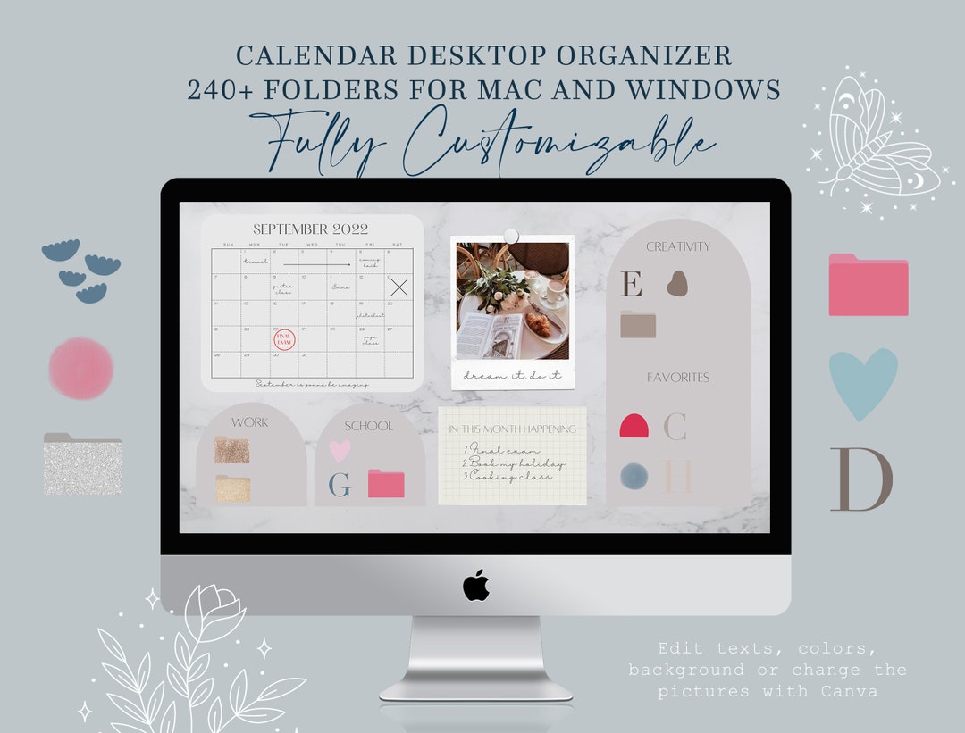 EDITABLE Calendar Desktop Organizer | 240+ Folder Icons Covers for Mac ...