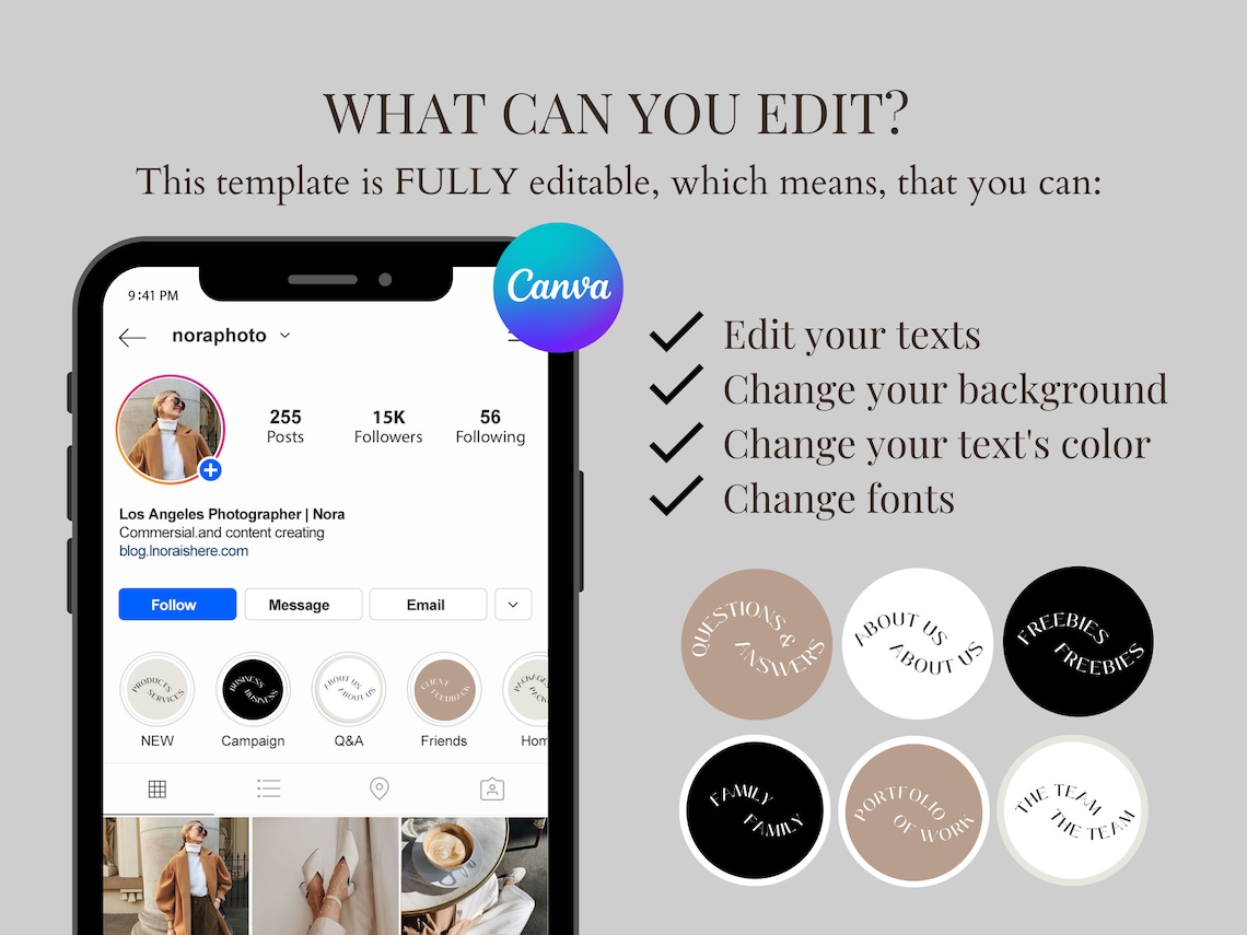 DIY Editable Instagram Higlight Covers for Photographers, Bloggers ...