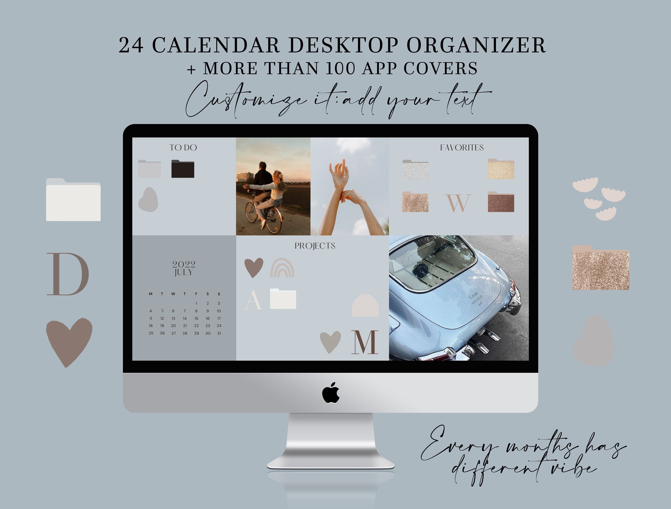 MEGA BUNDLE Desktop Organizers Editable Calendar 240 Folder Icons ...