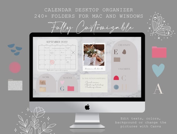 EDITABLE Calendar Desktop Organizer 240 Folder Icons Covers - Etsy India