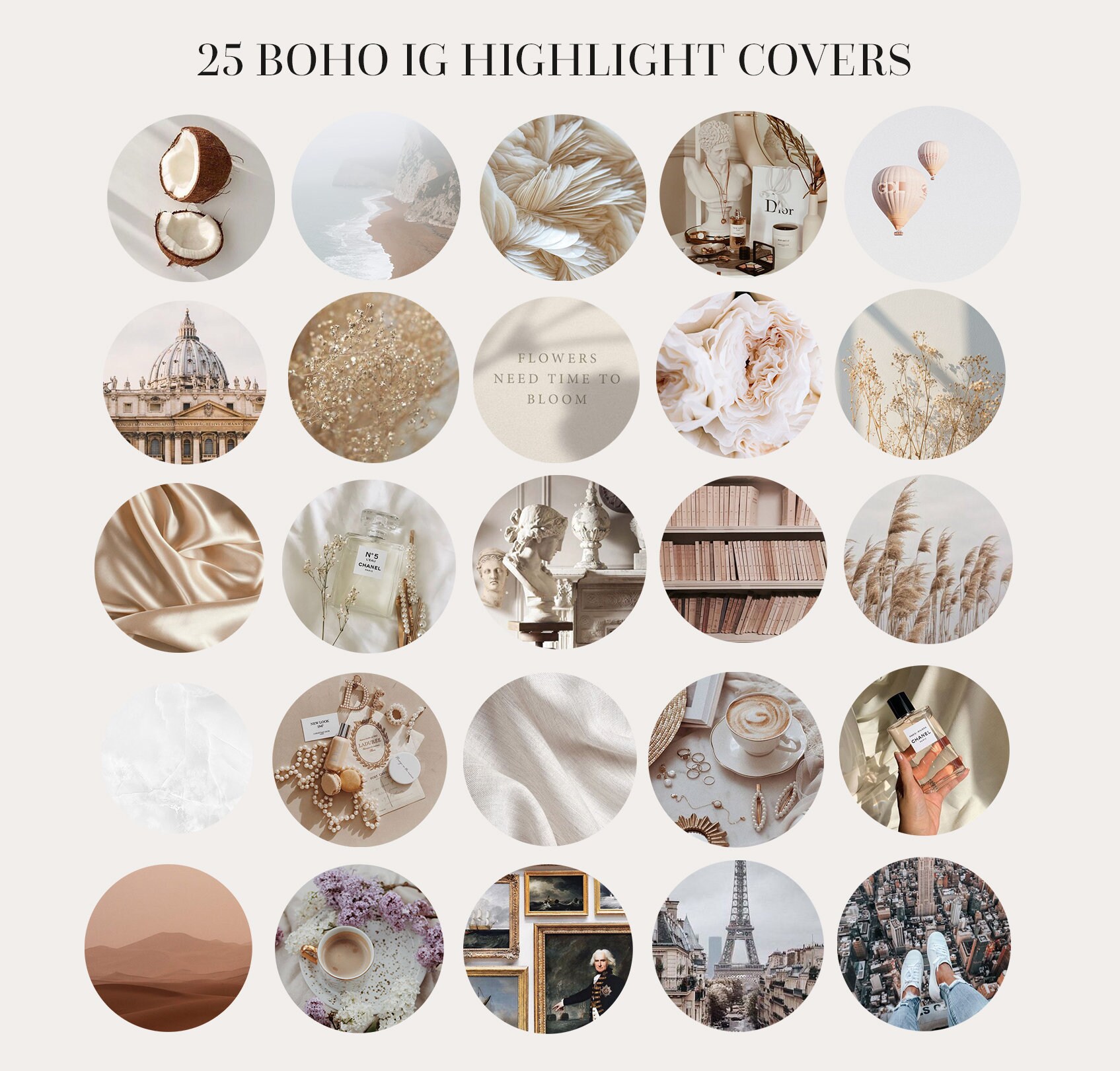 25 Boho Instagram Story Highlight Covers | Texture Story Covers | Nude ...