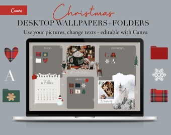 Christmas Desktop Wallpaper Organizer Minimal Winter Theme - Etsy