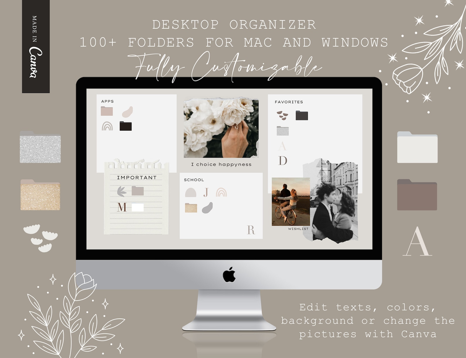 MEGA BUNDLE Desktop Organizers Editable Calendar 240 Folder Icons ...
