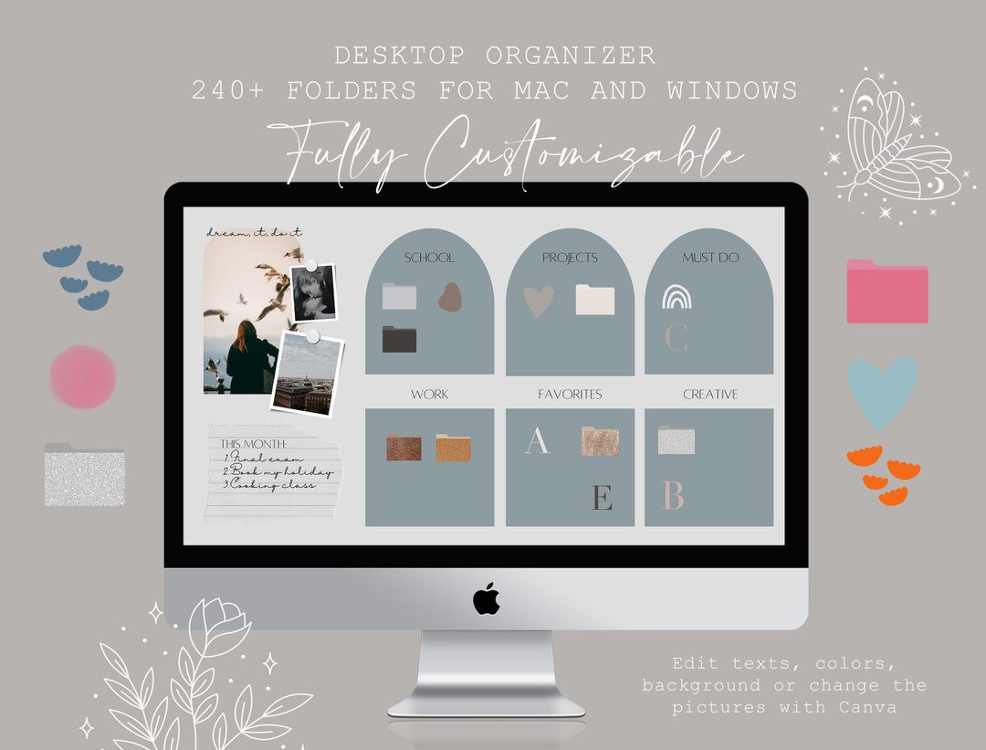 FULLY EDITABLE Desktop Wallpaper Organizer With 240 Folder Covers for ...