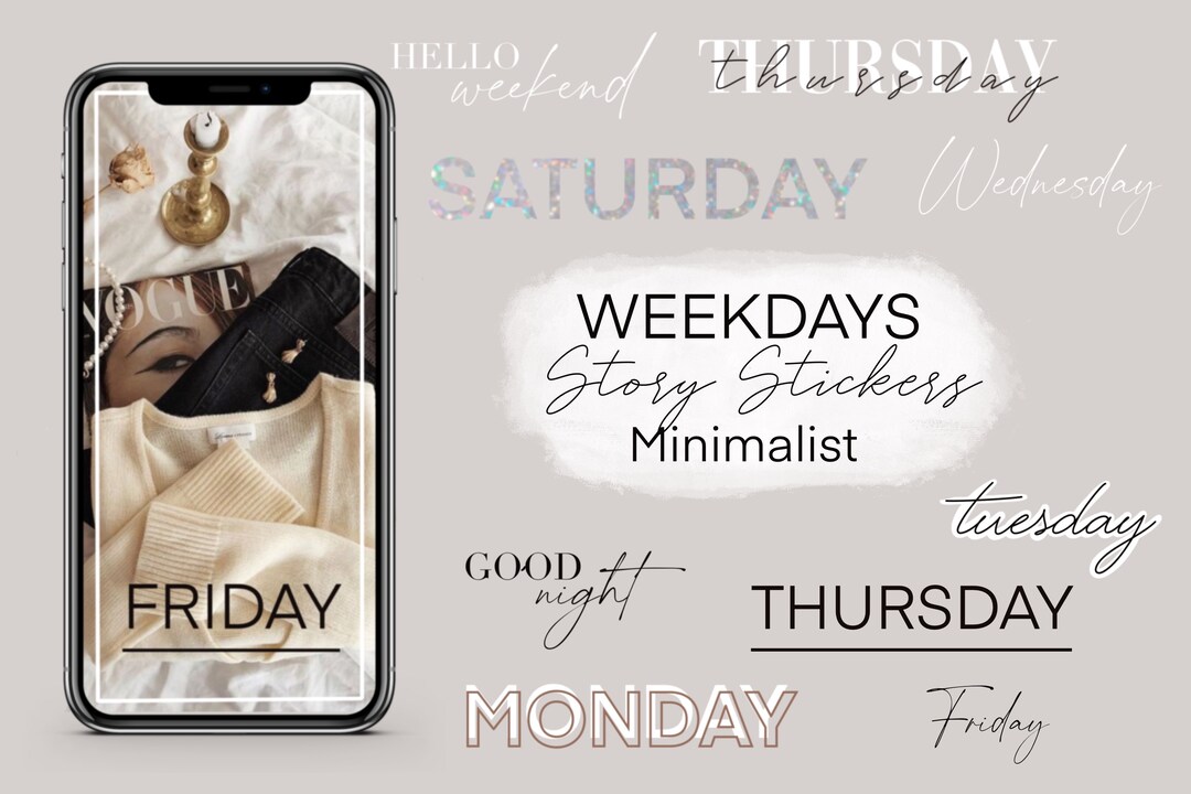 93 WEEKDAYS Instagram Story Stickers | Sticker Pack | Daily Stickers ...