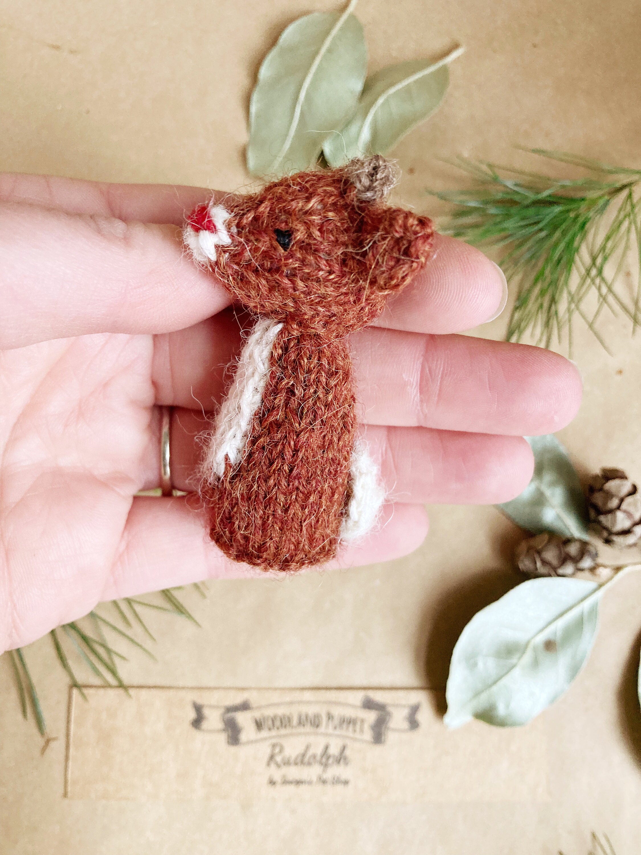 Rudolph Christmas Finger Puppet - Etsy