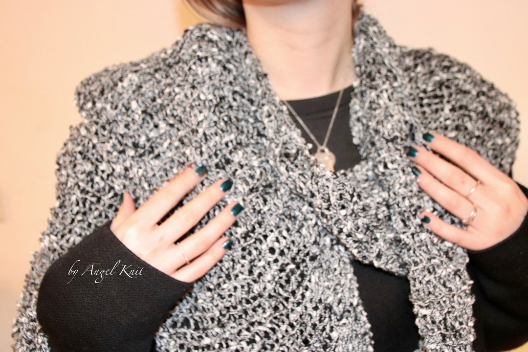 Black and White Scarf , Very Long Scarf , Viscose and Silk Scarf ...
