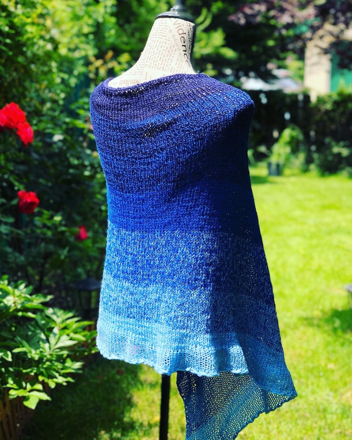 Royal Blue Shrug , Hand Knitted Shrug , Oversized Shrug , Big Shawl ...