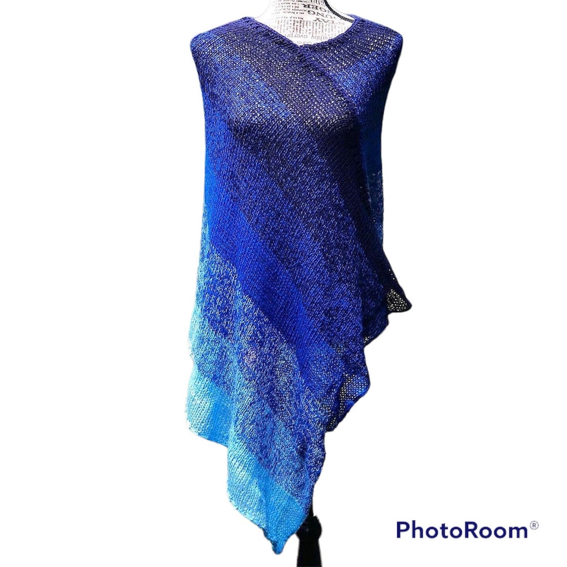 Royal Blue Shrug , Hand Knitted Shrug , Oversized Shrug , Big Shawl ...