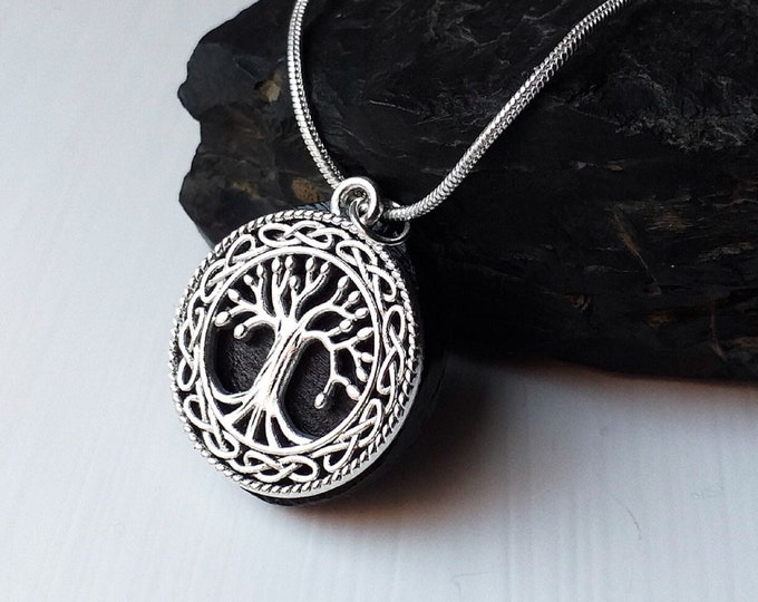 Hand Carved Real Coal With Tree of Life Pendant, Natural Organic Jet ...