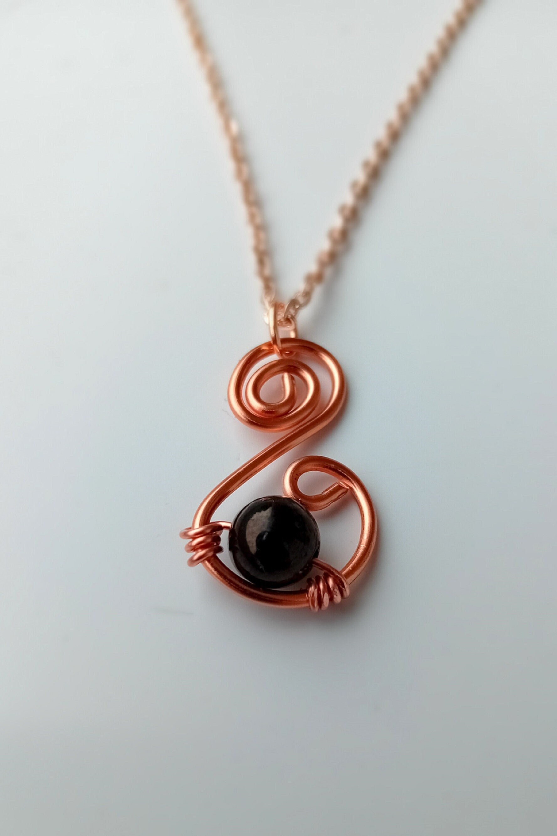Whitby Jet Copper Celtic Spiral Pendant, Artisan Wire Wrapped English ...