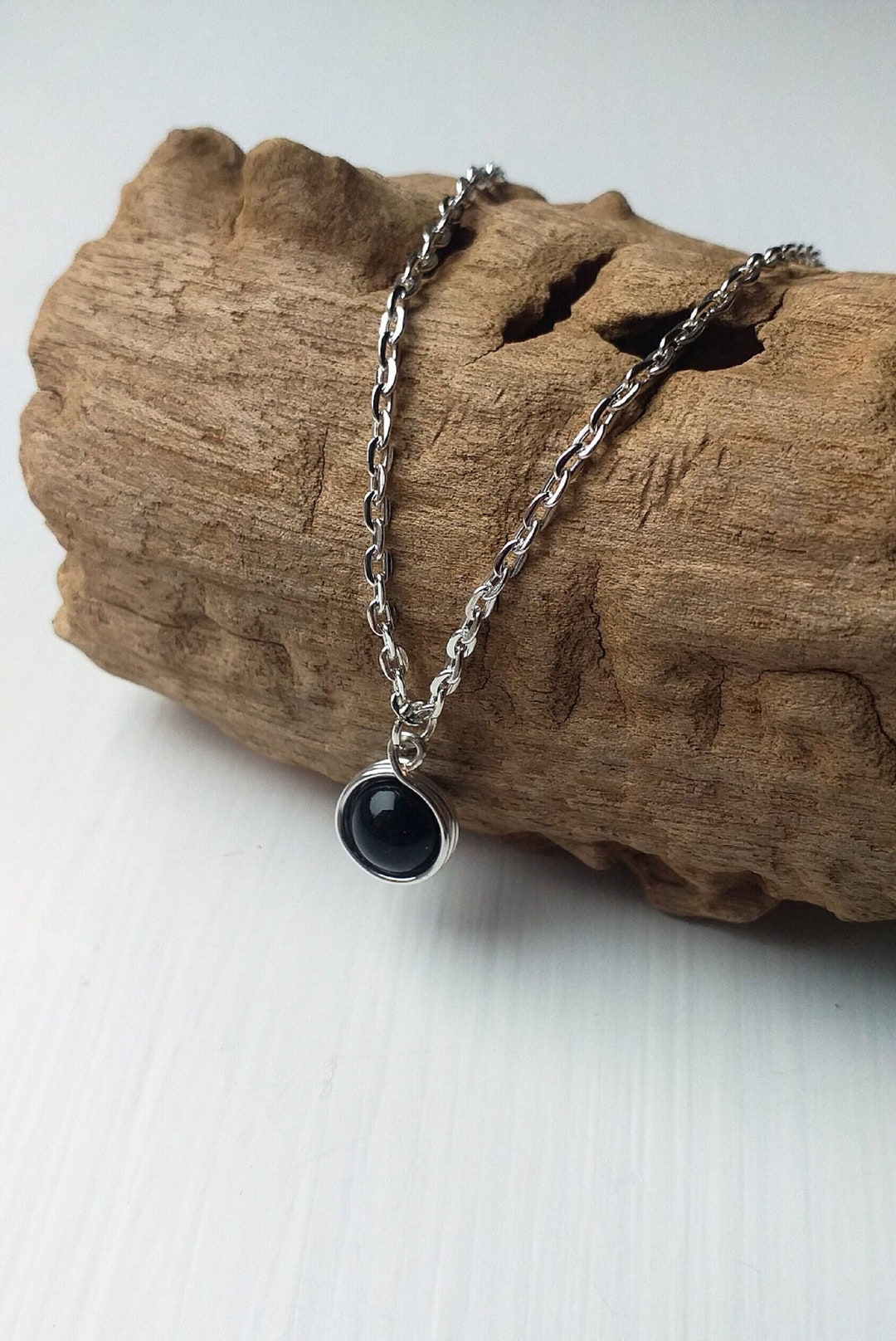 Whitby Jet Pendant Necklace, Sterling Silver Whitby Jet Drop Pendant ...