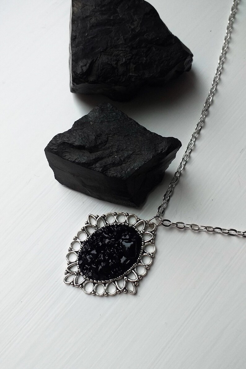 Coal Jewelry Coal Pendants Coal Necklaces Black Silver Coal - Etsy