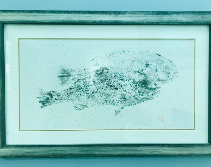 Silhouette Red Snapper Original Gyotaku Japanese Fish Rub Japanese Art ...