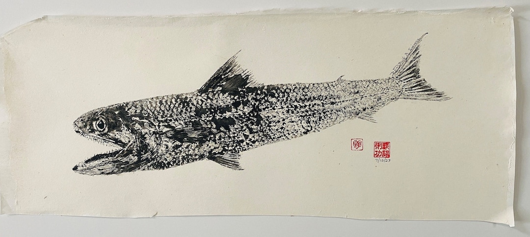 Lizardfish - Gyotaku - Japanese Fish Painting - Original Art - Lizard ...