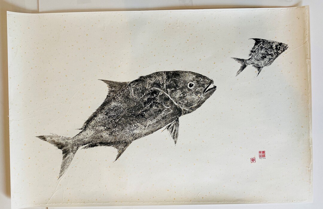 Pursuit of Porgy - Gyotaku - Japanese Fish Painting - Japanese Art ...
