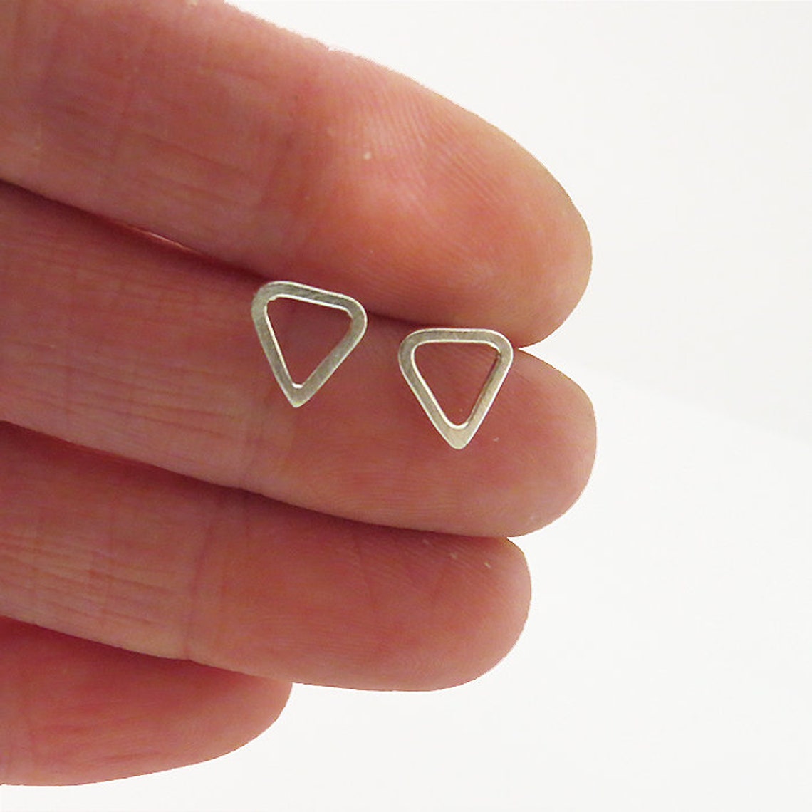 Open Triangle Stud Earrings Triangle Studs With Scratched - Etsy