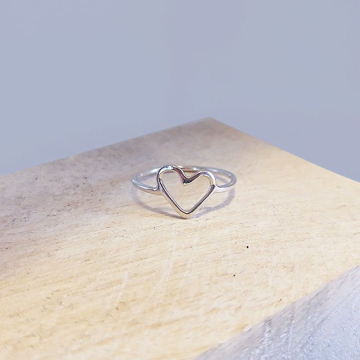 Open Heart Ring Cute Heart Ring Simple 925 Sterling Silver - Etsy