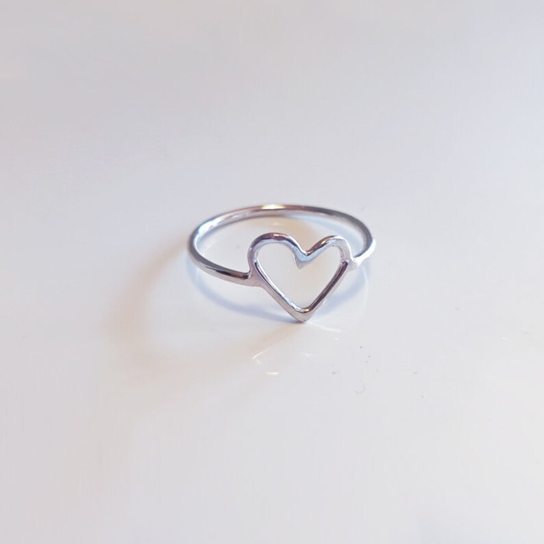 Open Heart Ring Cute Heart Ring Simple 925 Sterling Silver - Etsy