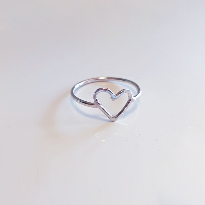 Open Heart Ring Cute Heart Ring Simple 925 Sterling Silver - Etsy