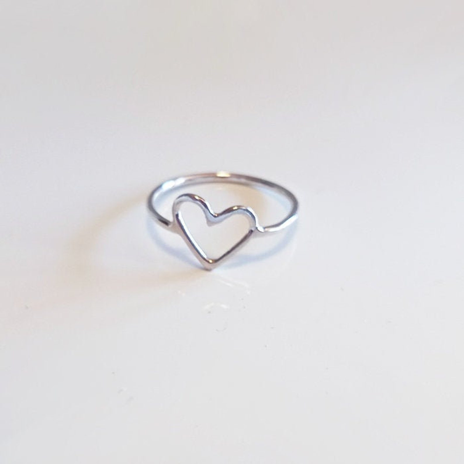 Open Heart Ring Cute Heart Ring Simple 925 Sterling Silver - Etsy