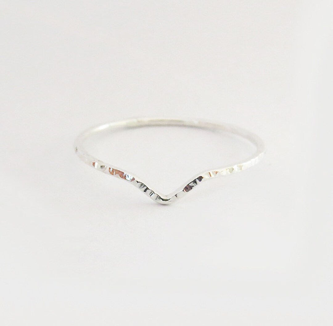 Thin V-ring Hammered or Smooth Stacking Ring Simple 925 - Etsy