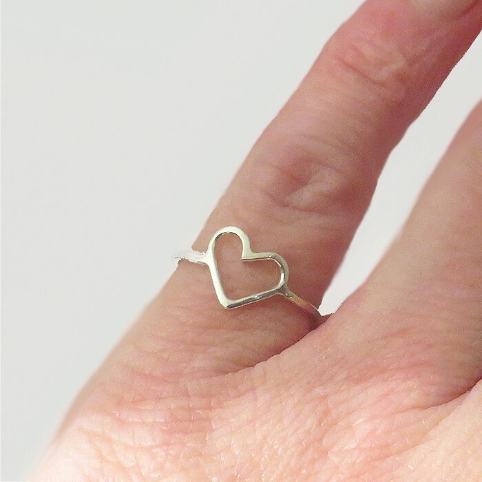Open Heart Ring Cute Heart Ring Simple 925 Sterling Silver - Etsy