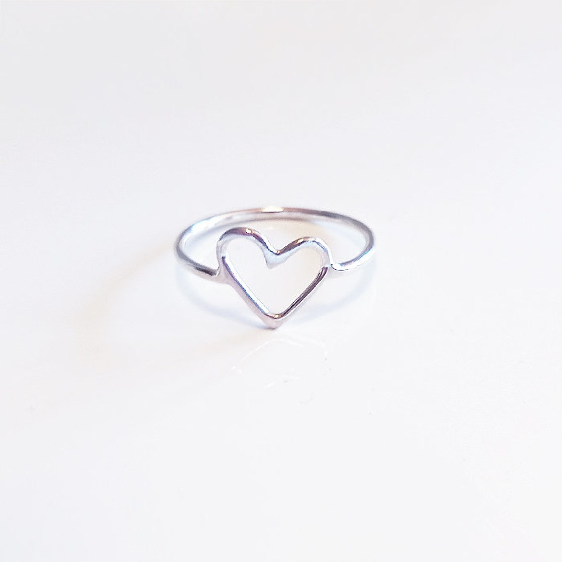 Open Heart Ring Cute Heart Ring Simple 925 Sterling Silver | Etsy