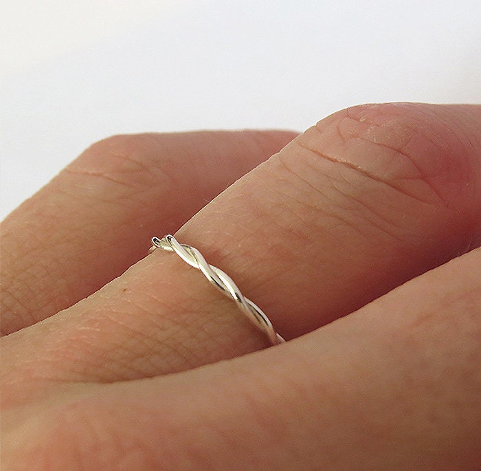 Thin Rope Stacking Ring Dainty Twist Ring Solid Sterling - Etsy