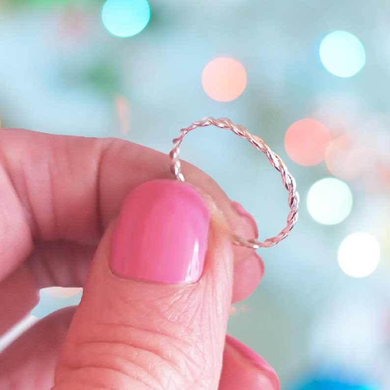 Twist Silver Ring Thin Rope Stacking Ring Dainty 925 | Etsy