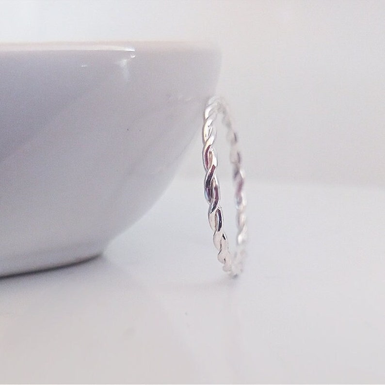 Twist Silver Ring Thin Rope Stacking Ring Dainty 925 | Etsy