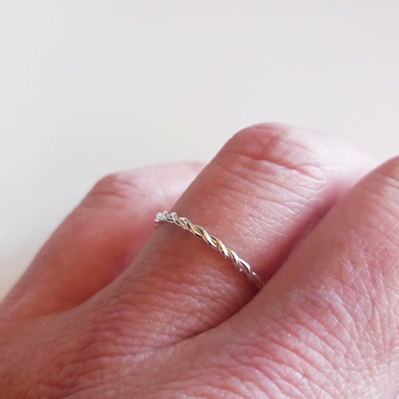Twist Silver Ring Thin Rope Stacking Ring Dainty 925 | Etsy
