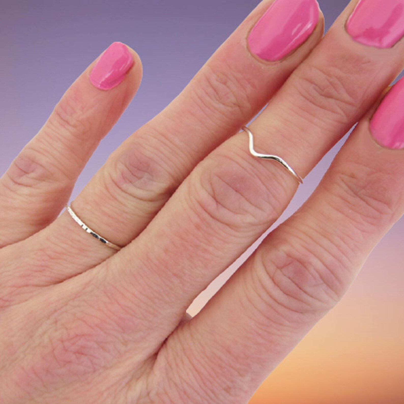 Thin V-ring Hammered or Smooth Stacking Ring Simple 925 - Etsy