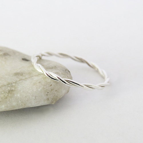 Thin Rope Stacking Ring Dainty Twist Ring Solid Sterling | Etsy