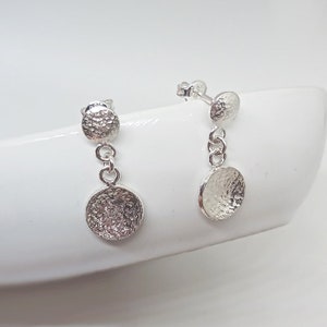 Two Disc Drop Earrings Circle Dangle 925 Sterling Silver Dangle ...