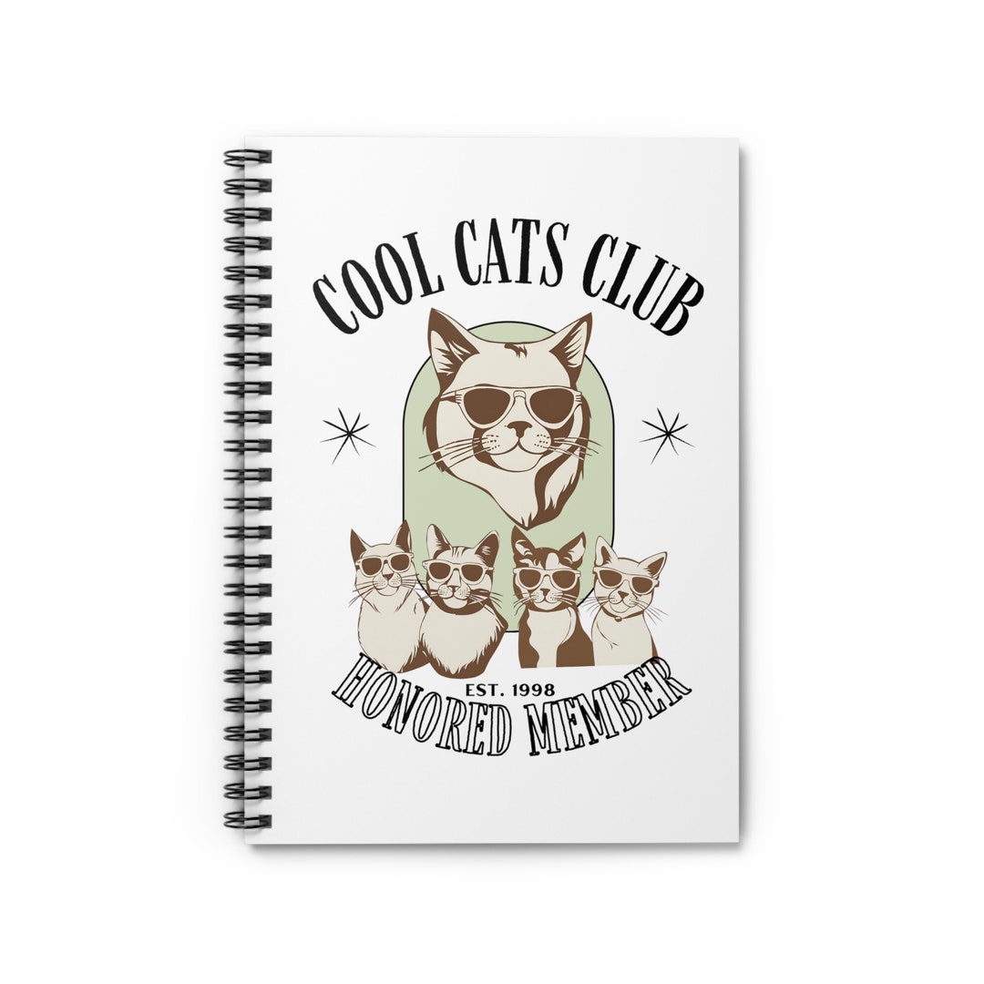 Light Green Cool Cats Club Spiral Notebook Ruled Line - Etsy