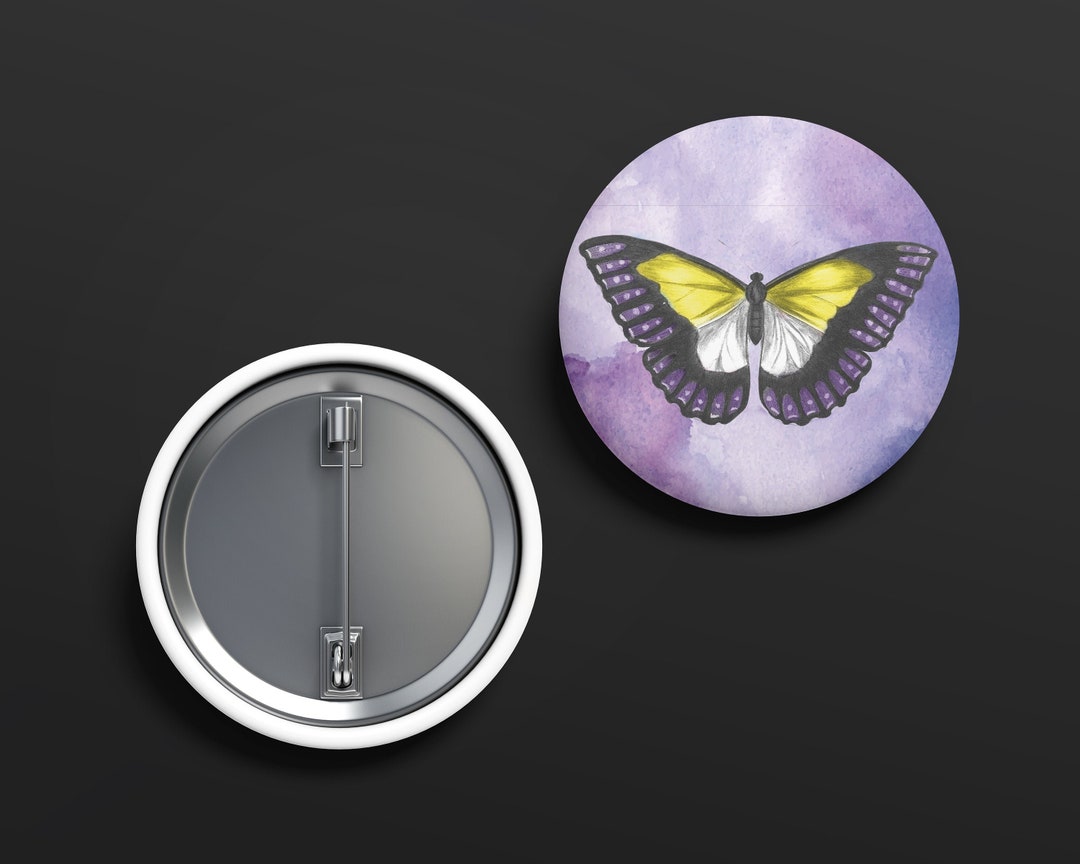Nonbinary Discreet Pride Pin, Butterfly Pride Pin Back Button, Non-binary Variant, Non Binary ...