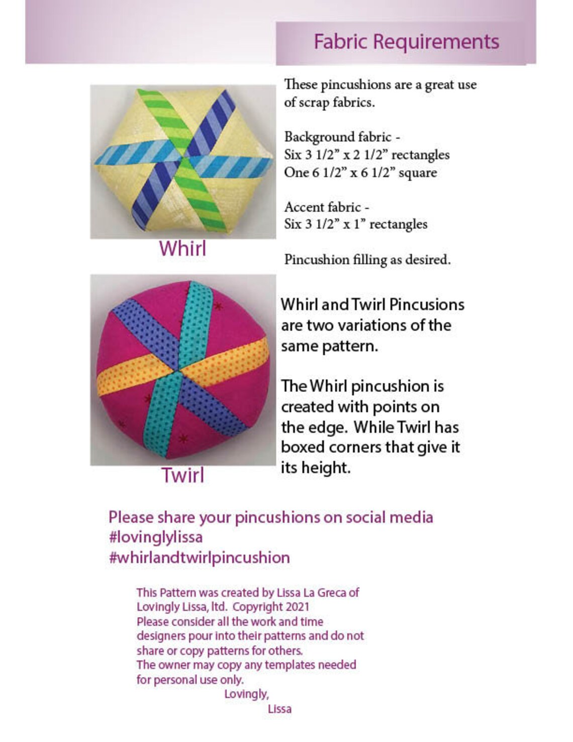 Whirl and Twirl Pincushion Pattern PDF ONLY - Etsy