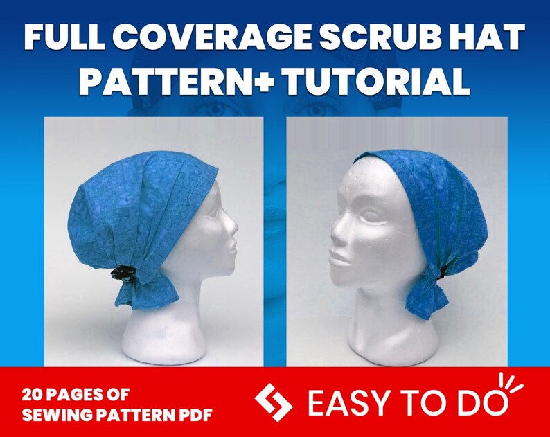 Scrub Hat Sewing Pattern Diy Scrub Cap and Chemo Head Wrap PDF Sewing ...