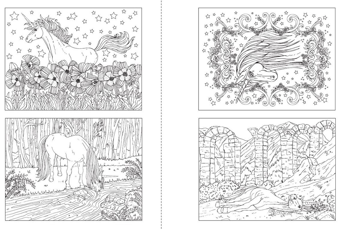 Unicorns Coloring Pages-fantasy Coloring Book Magical - Etsy