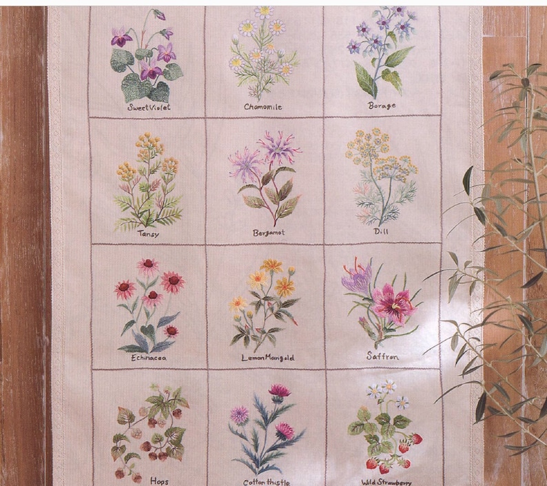 Flower Embroidery Patterns Botanical Herb Embroidery - Etsy