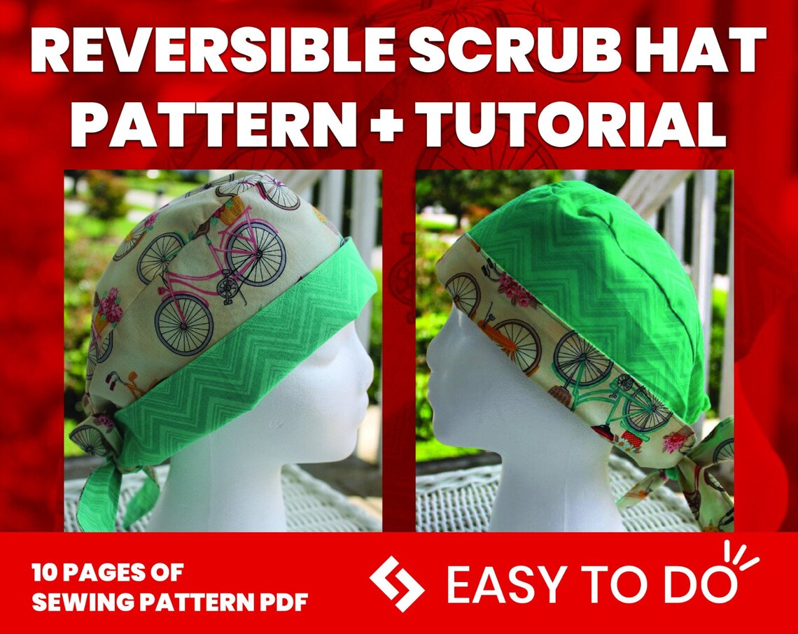 Scrub Hat Sewing Pattern Diy Tieback Scrub Cap and Best Scrub - Etsy