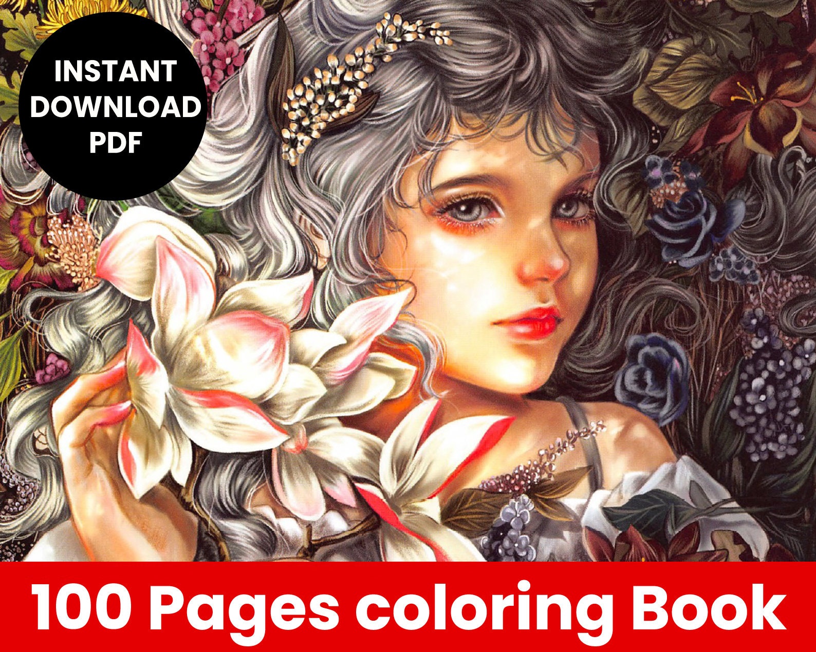 100 Coloring Pages Book for Adults and Kids Bundle Fantasy - Etsy