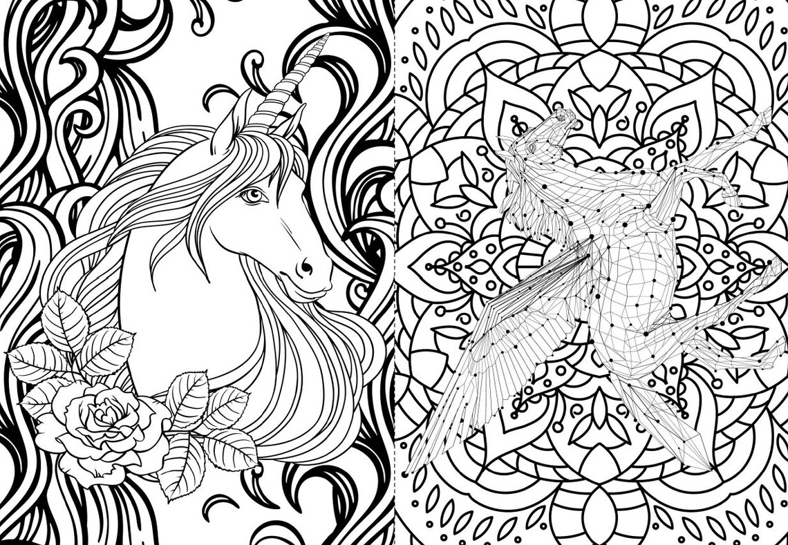Unicorns Coloring Pages-fantasy Coloring Book Magical - Etsy