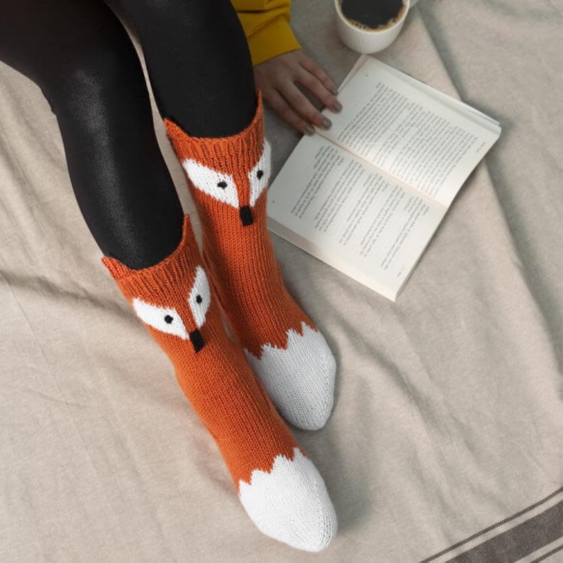 Fox Knitted Socks Pattern for Ladies Socks Knit Pattern foxy - Etsy